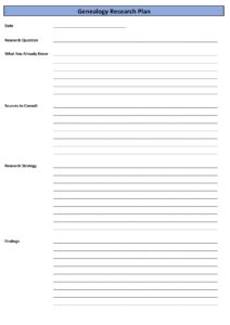 How To Create a Genealogy Research Plan - Family Tree Resources
